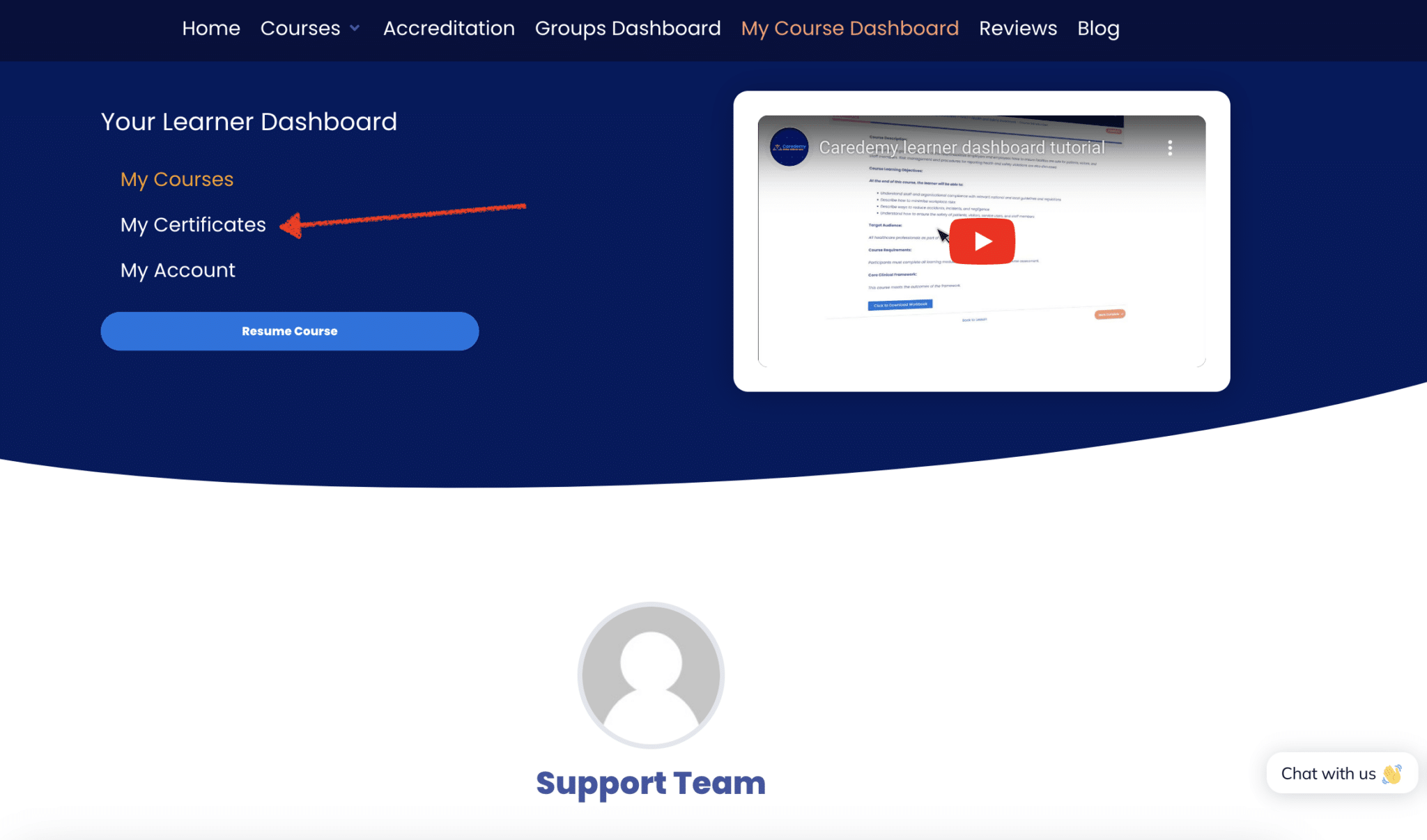 How to View, Download or Print a Certificate and Transcript - Caredemy