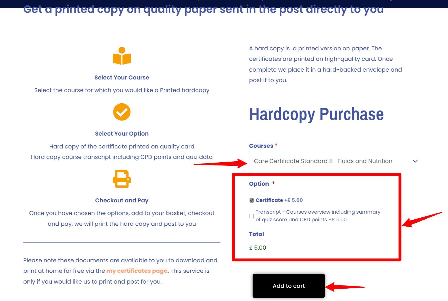 How to purchase hardcopy of certificate? - Caredemy